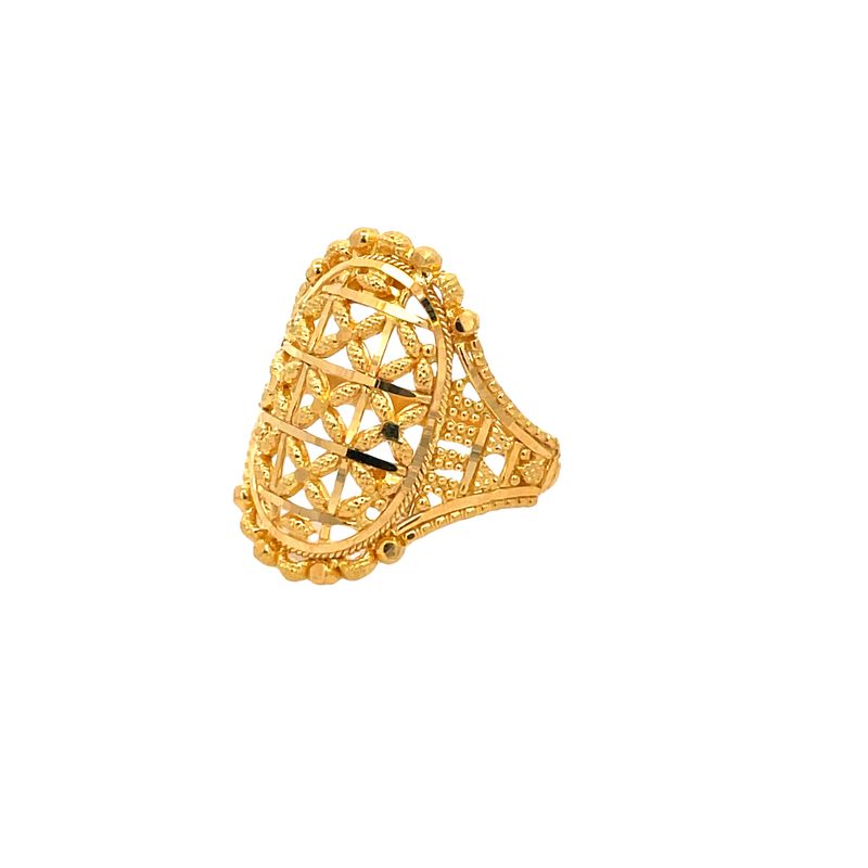 22k Yellow Gold Lace Pattern Ring - RG-384A